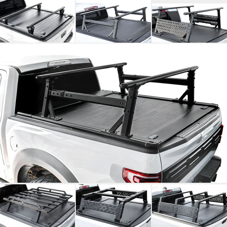 [2-in-1 Bundle] Retractable Tonneau Cover with Rack System